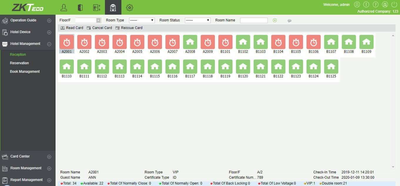ZKTeco ZKBioSecurity-Online Hospitality - NZTeco
